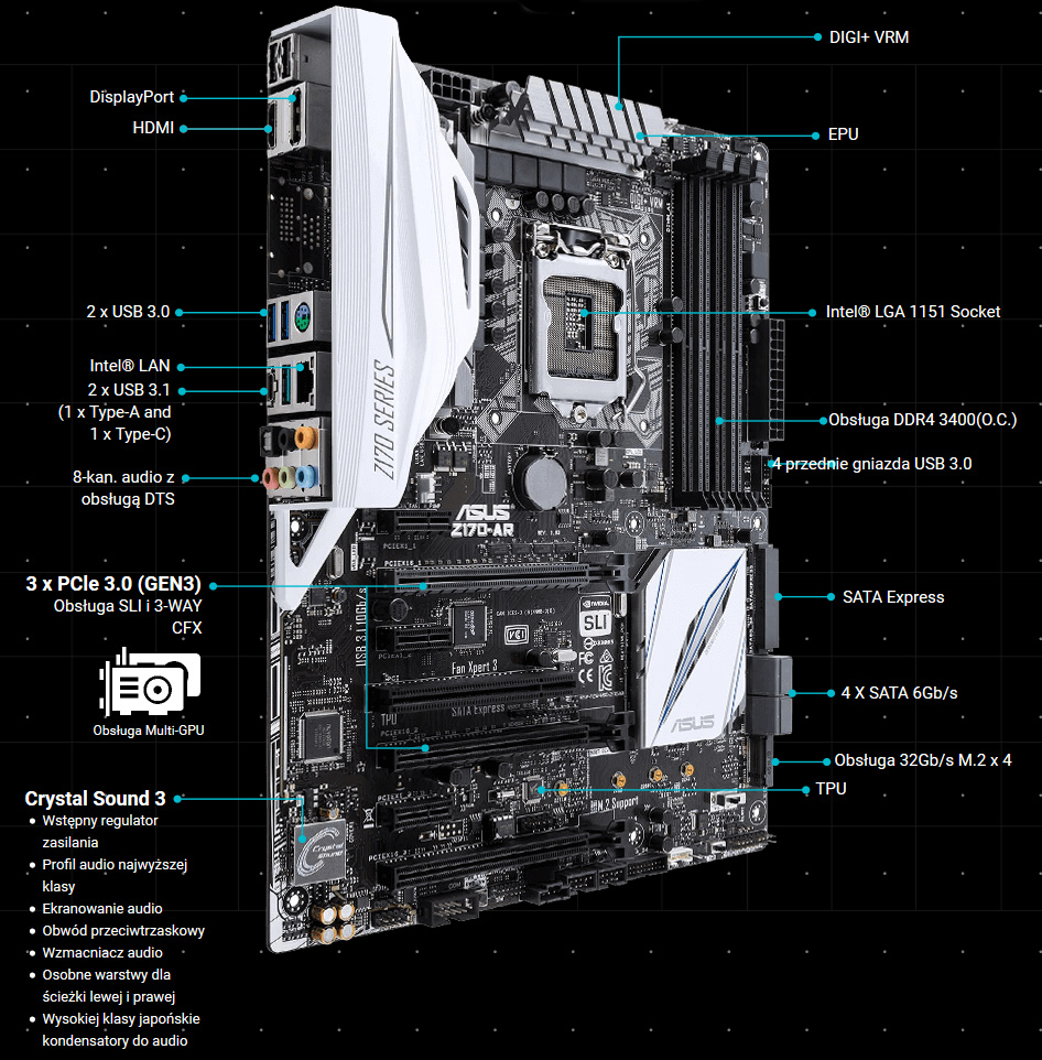 ASUS Z170-AR - Płyty główne Socket 1151 - Sklep komputerowy - x-kom.pl