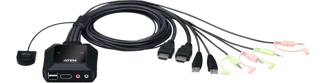 ATEN CS22H USB + HDMI 4K + audio (2 komputery) 1,2m - Przełączniki KVM ...