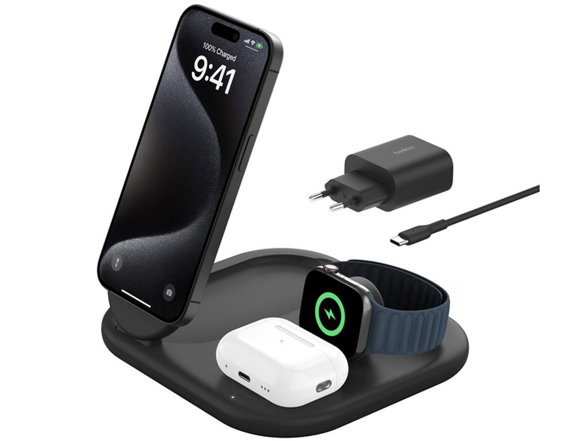 Belkin adowarka indukcyjna BOOST CHARGE Qi2 15W 3w1 Black adowarki do smartfonow Sklep komputerowy x kom.pl