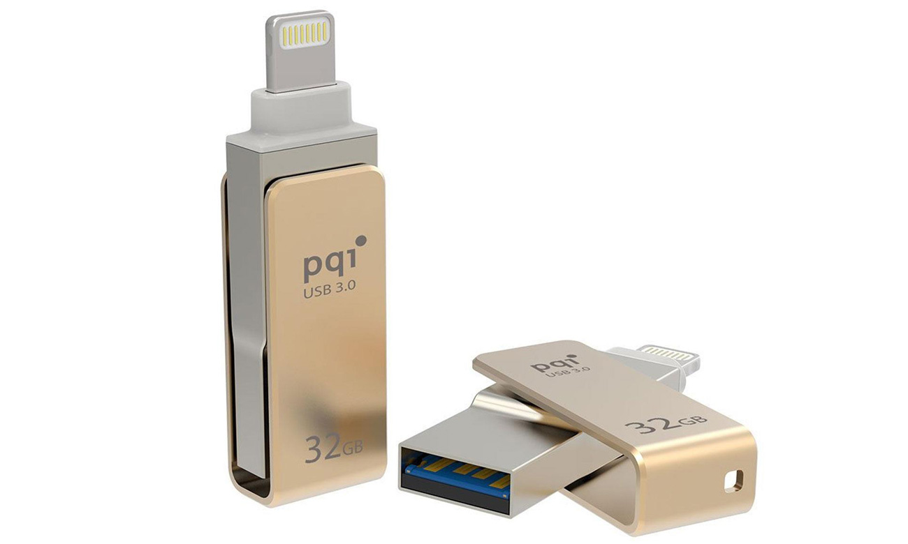 PQI 32GB iConnect Mini gold (USB 3.0+Lightning) - Pendrive (pamięci USB ...