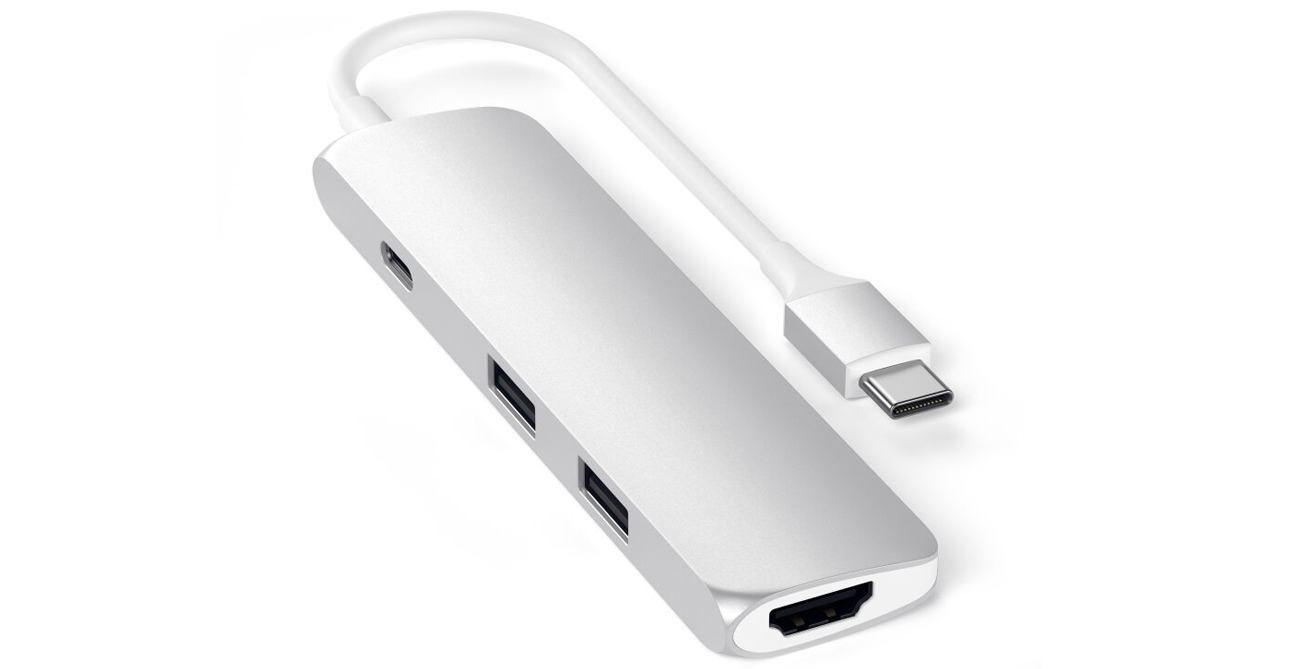 Satechi Aluminium Adapter Slim (USB-C, 4K HDMI, 2x USB-A) (silver ...